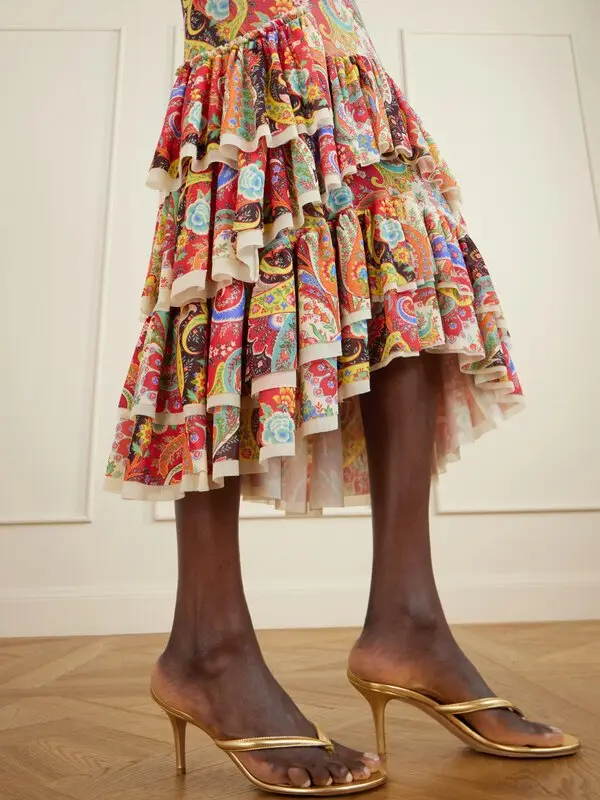 Etro Ruffled Paisley-print Chiffon Midi Dress - Multi