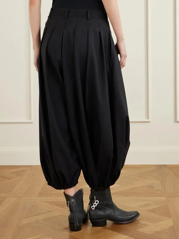 Comme Des Garçons Wool Wide-leg Tapered Trousers - Black