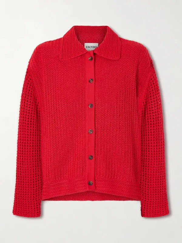 Escvdo Open-knit Cotton Cardigan