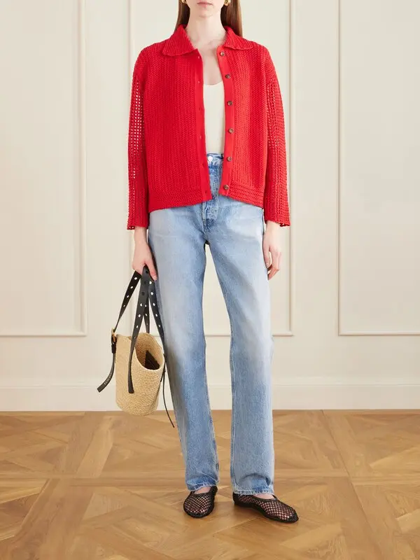 Escvdo Open-knit Cotton Cardigan