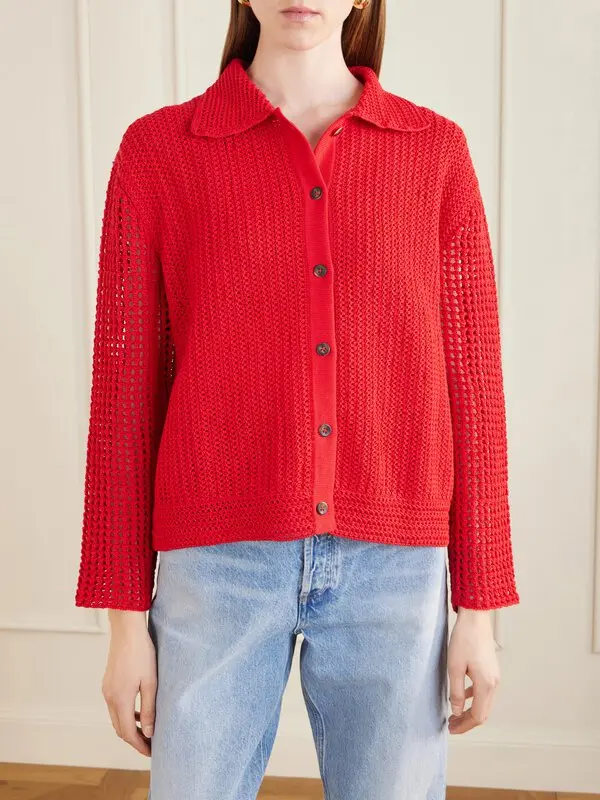 Escvdo Open-knit Cotton Cardigan