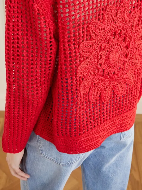 Escvdo Open-knit Cotton Cardigan