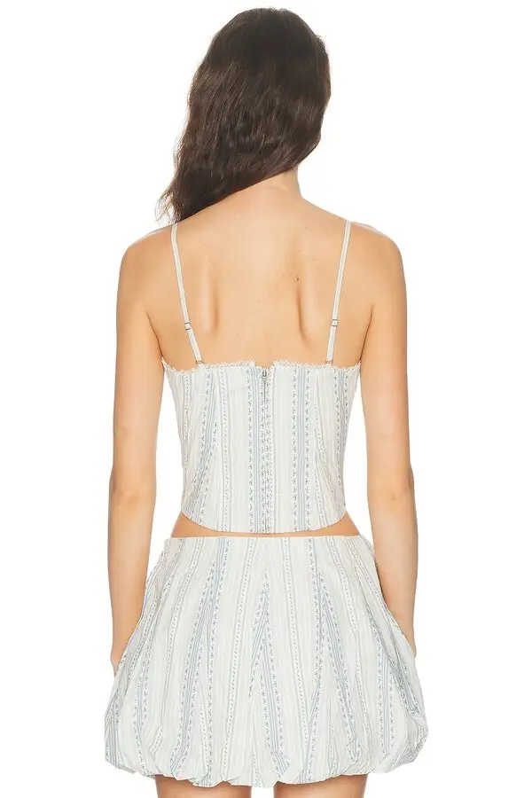 LoveShackFancy Bensen Bustier Top - Cinched Blue