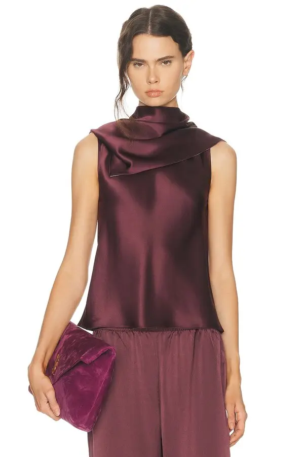 LESET Barb Foulard Top - Malbec
