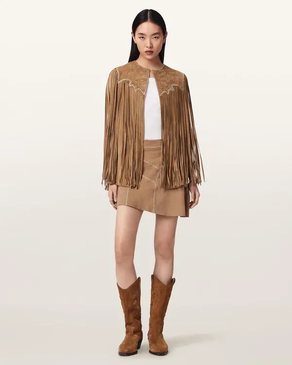 ALLSAINTS Clara Whip Suede Mini Skirt