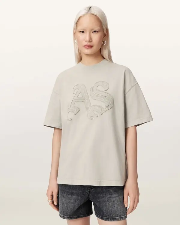 ALLSAINTS Insignia Oversized Etta T-shirt - Sea Green
