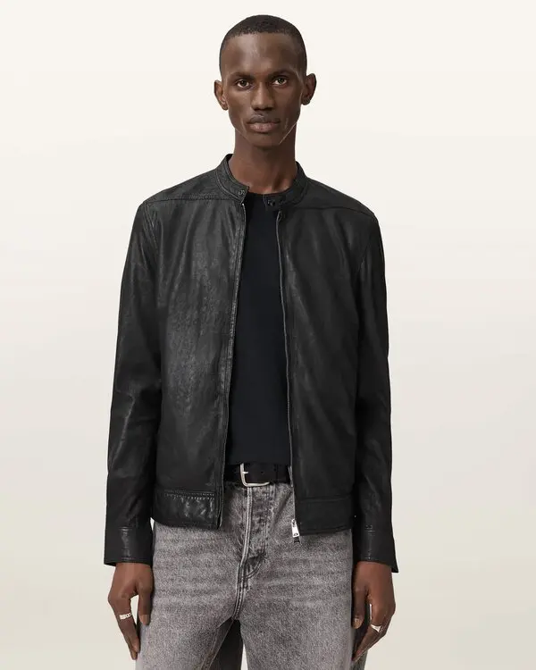 ALLSAINTS Colt Slim Fit Leather Jacket - Black