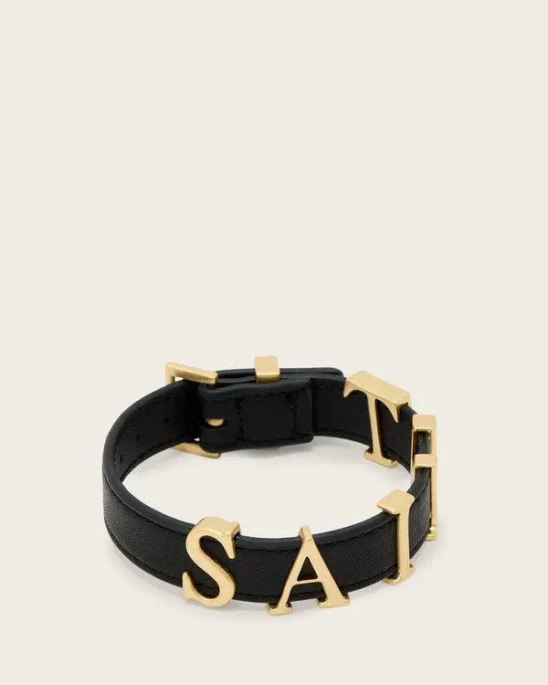 ALLSAINTS Esta Saint Leather Bracelet - Black/gold