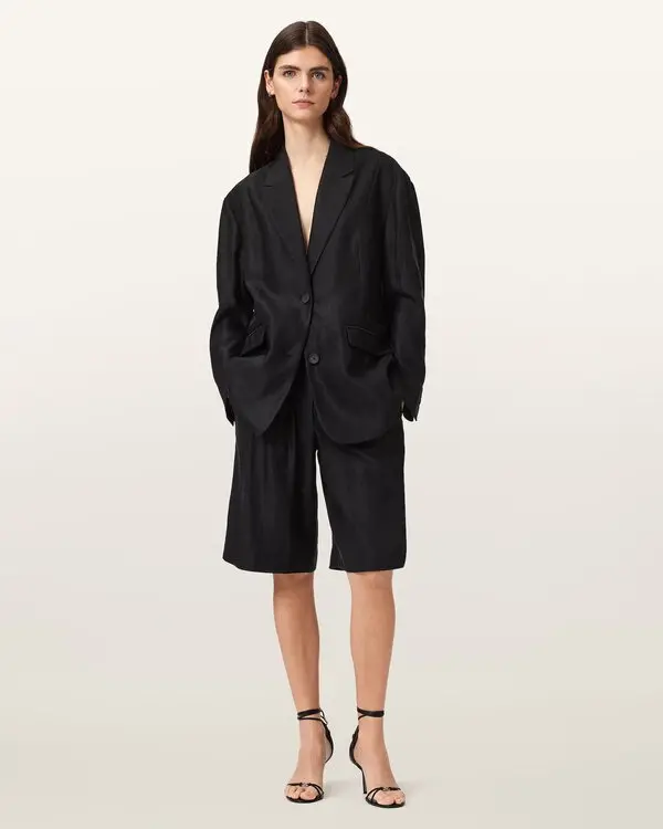 ALLSAINTS Charley Relaxed Fit Pleated Linen-blend Shorts