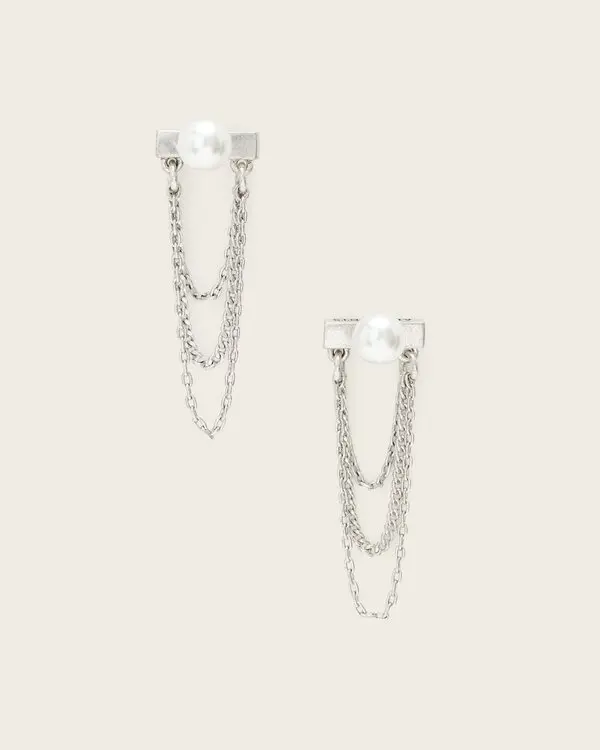 ALLSAINTS Nellie Chain Earrings - Warm Silver