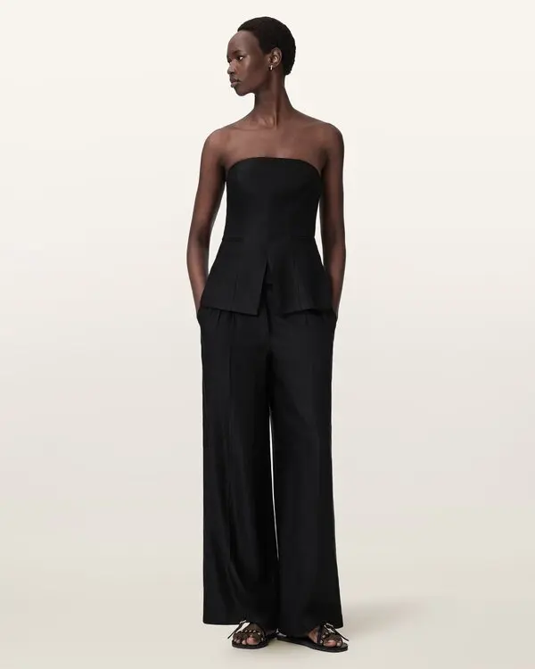 ALLSAINTS Charley Linen Blend Wide Leg Pants