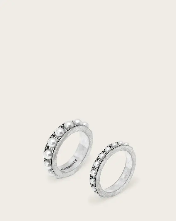 ALLSAINTS Nellie Ring Set - Warm Silver