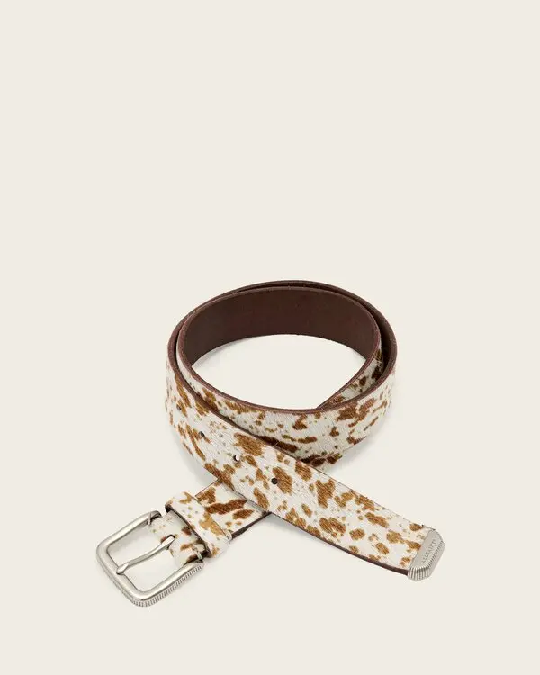 ALLSAINTS Ash Hair Calf Leather Belt - White