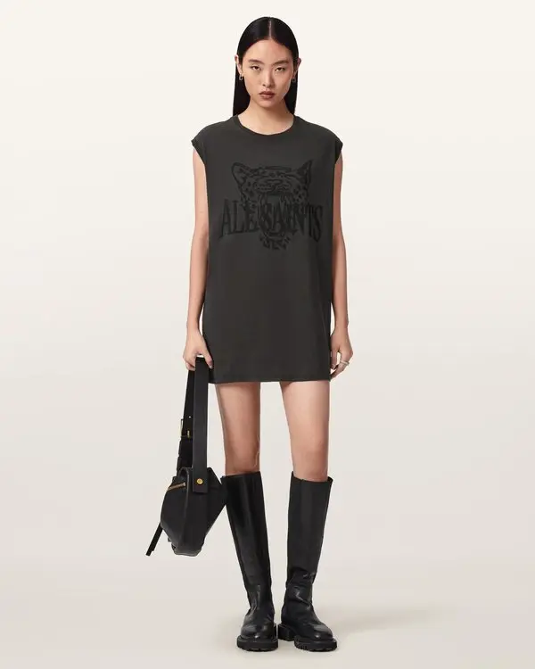 ALLSAINTS Wild Brooke Relaxed Fit Mini T-shirt Dress - Grey