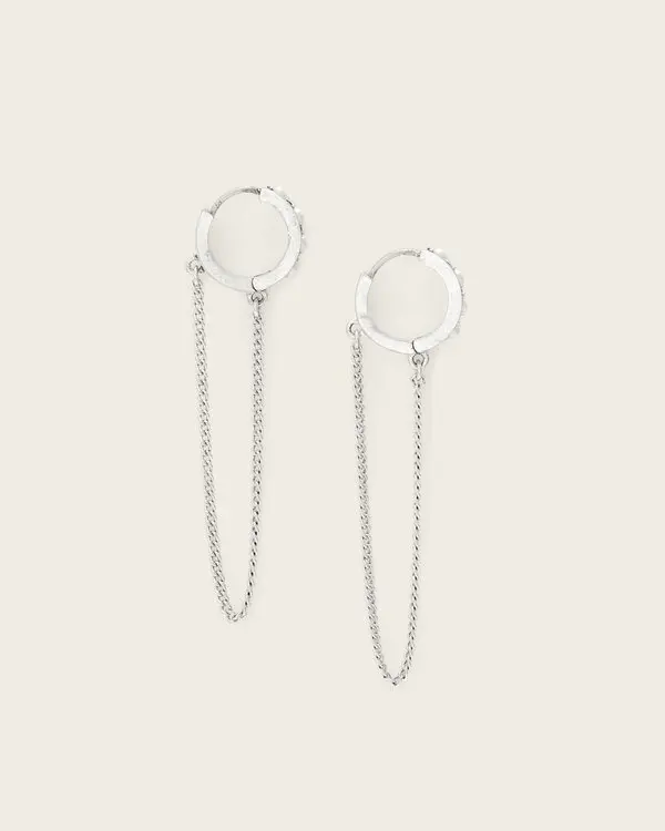 ALLSAINTS Nellie Chain Huggie Earrings - Warm Silver