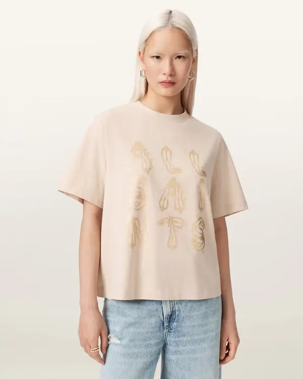 ALLSAINTS Ella Lisa Boxy Embellished T-shirt - White