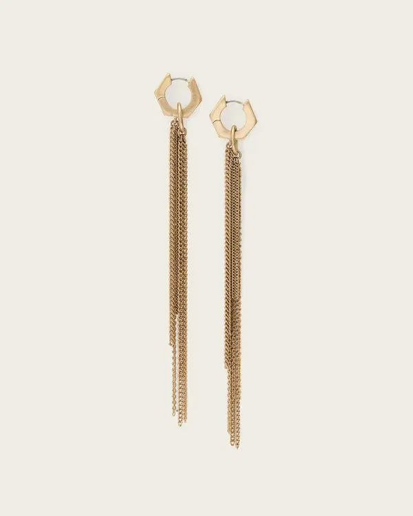 ALLSAINTS Rae Chain Earrings - Antique Gold