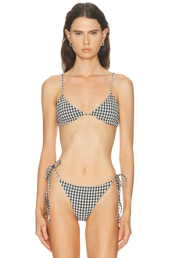 JUILLET Elsa Bikini Top - Tuxedo Plaid