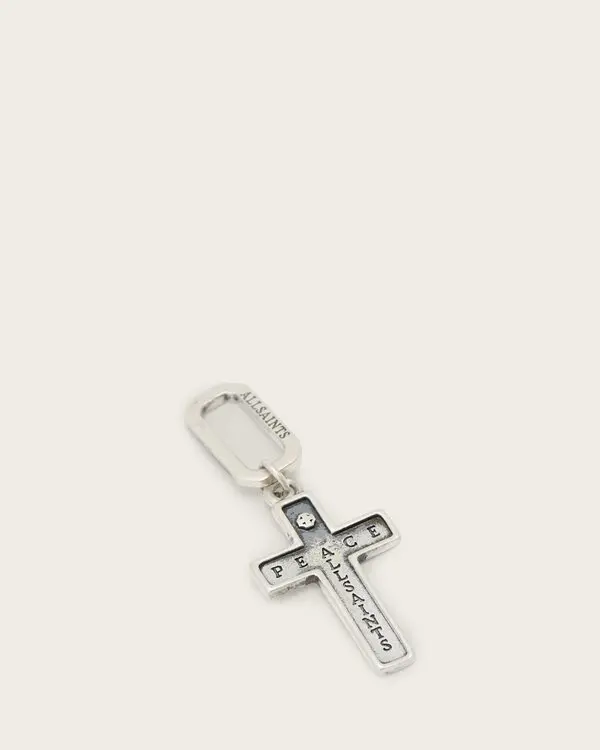 ALLSAINTS Small Cross Sterling Pendant Charm - Silver
