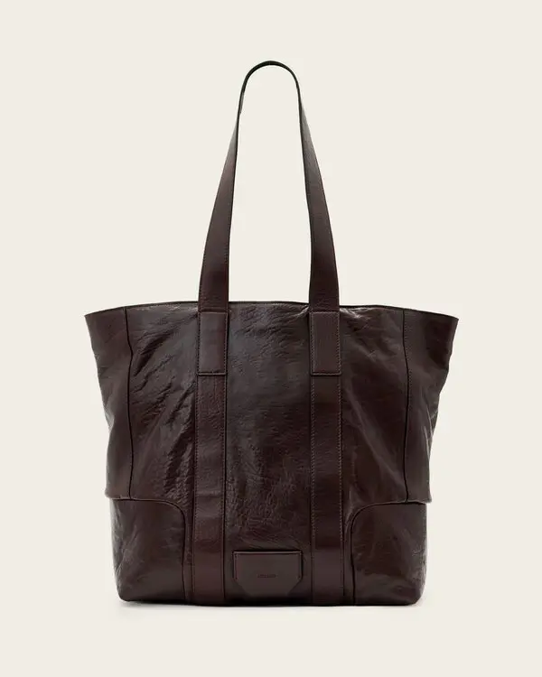 ALLSAINTS Ares Grain Leather Open Tote Bag - Red