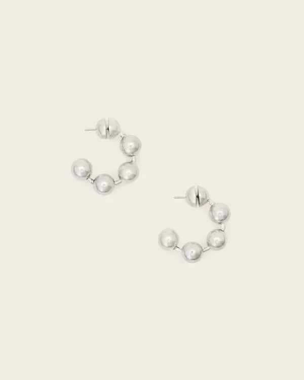ALLSAINTS Ebby Hoop Earrings - Warm Silver