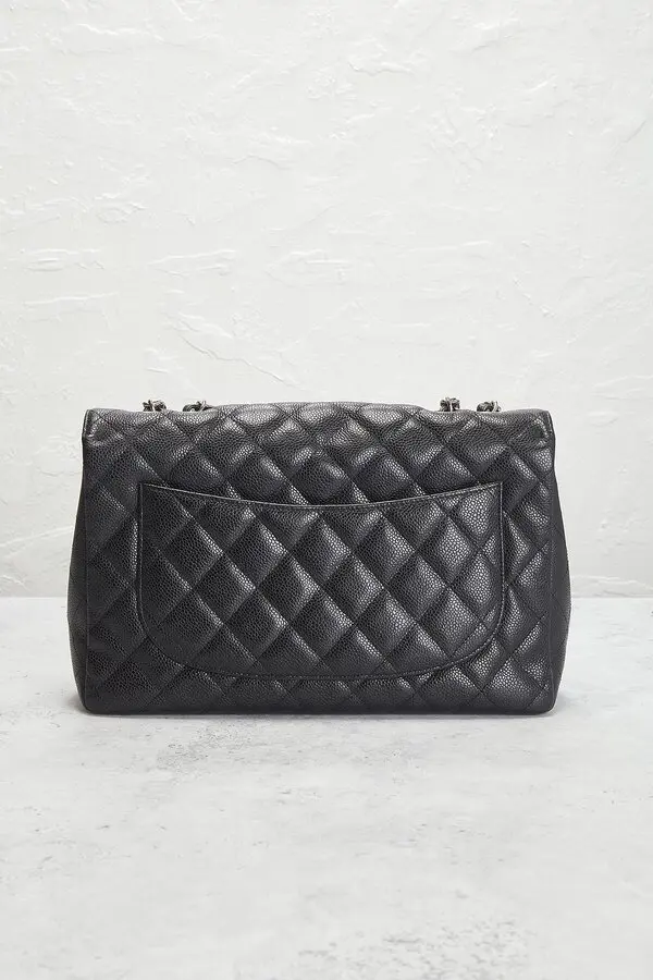 Chanel Caviar Jumbo Classic Double Flap Bag - Black