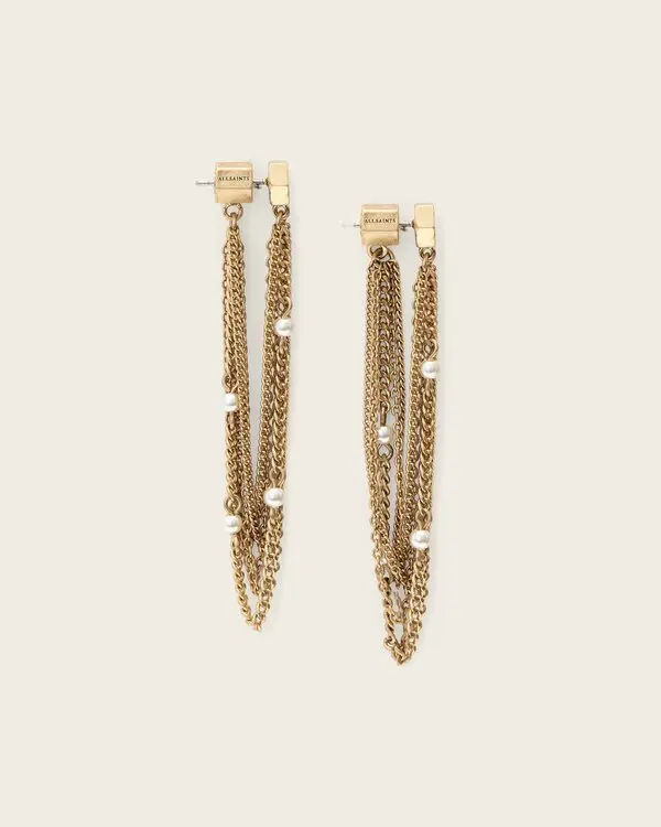 ALLSAINTS Rae Chain Earrings - Antique Gold