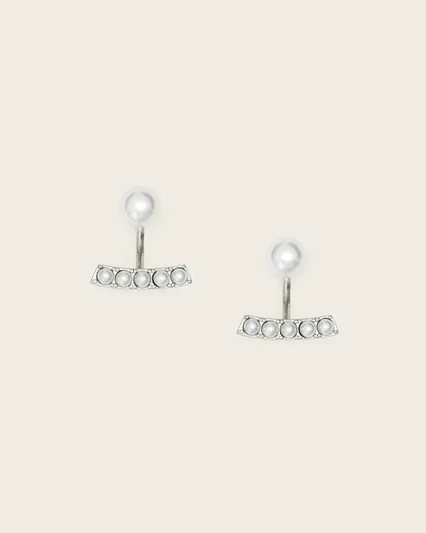 ALLSAINTS Nellie Pave Stud Earrings - Warm Silver