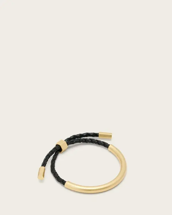 ALLSAINTS Esta Tube Leather Bracelet - Black/gold