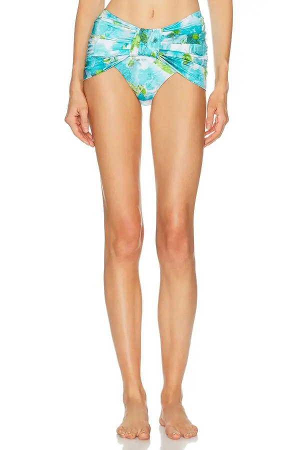 Chloé High Waisted Bikini Bottom - White & Blue
