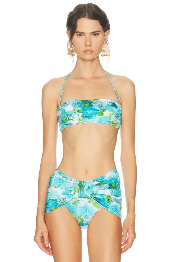 Chloé Bandeau Bikini Top - White & Blue