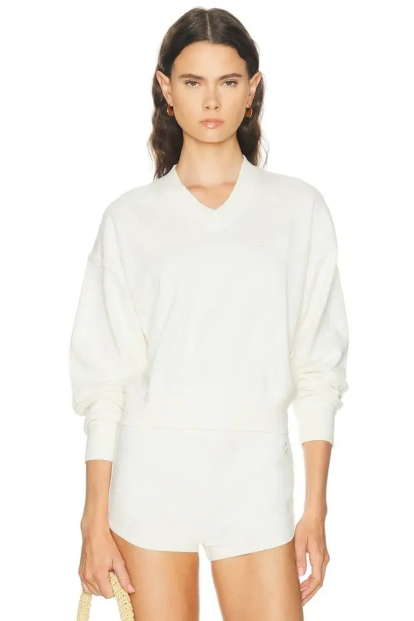 Eterne Cropped V-neck Sweatshirt - Bone