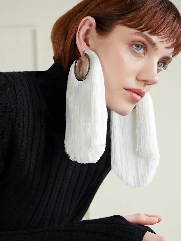 Alaïa Fringed Earrings - Neutrals