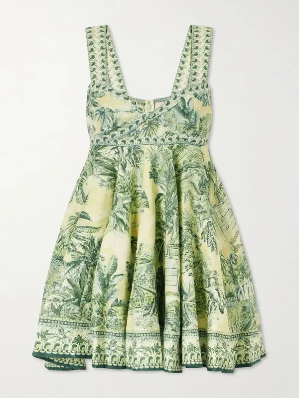 ALEMAIS Printed Linen Mini Dress