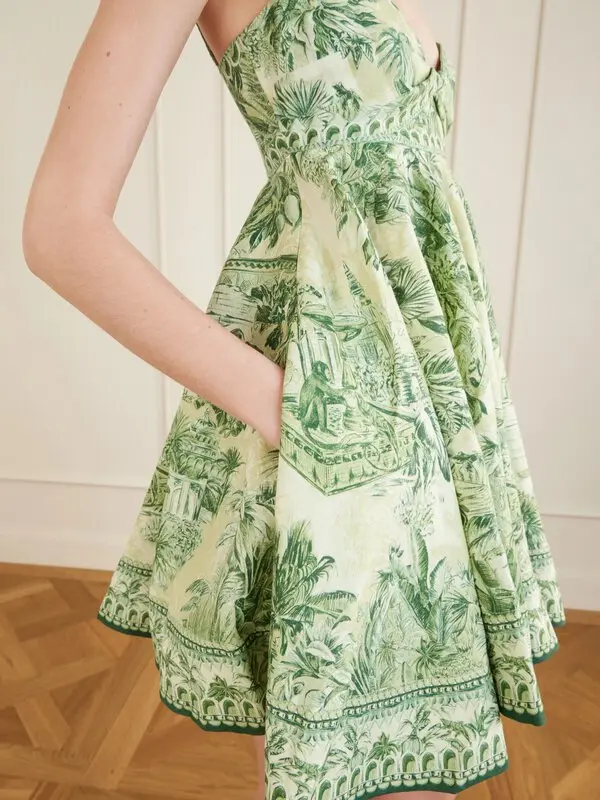 ALEMAIS Printed Linen Mini Dress