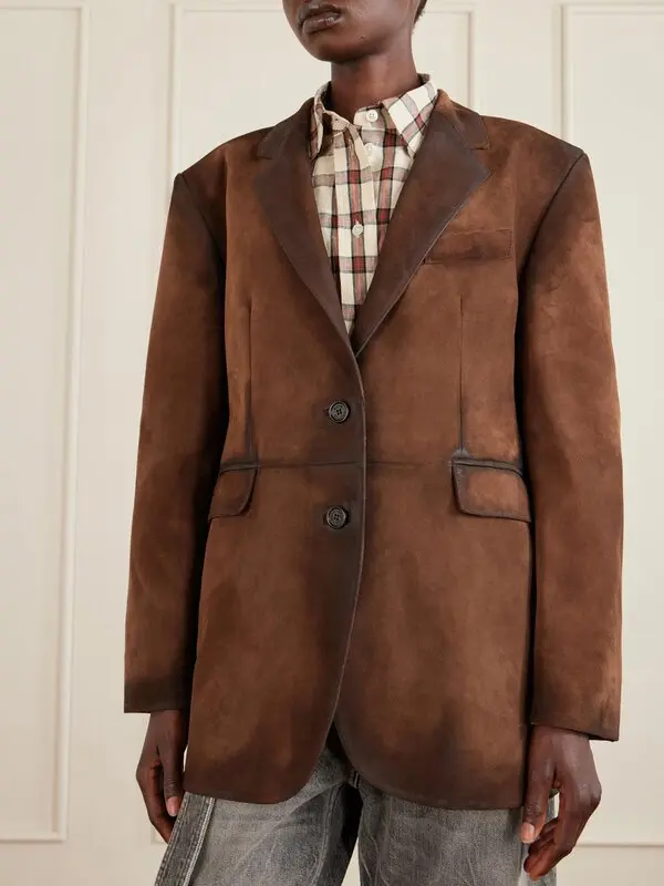 Acne Studios Distressed Suede Blazer - Brown