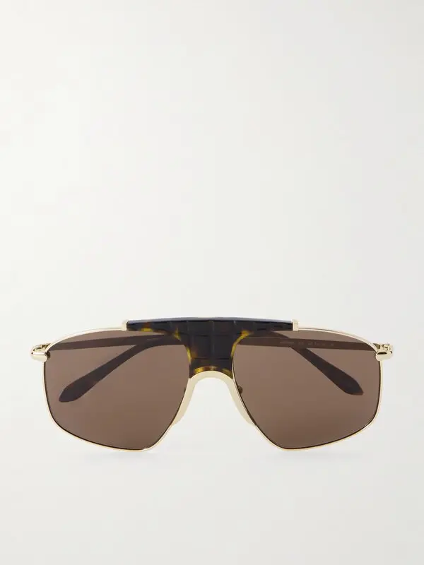 Alaïa Aviator Sunglasses With Tortoiseshell Acetate - Gold