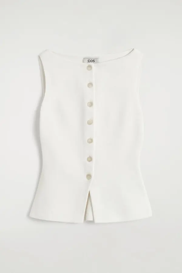 Cos Cotton-blend Crepe Vest - White