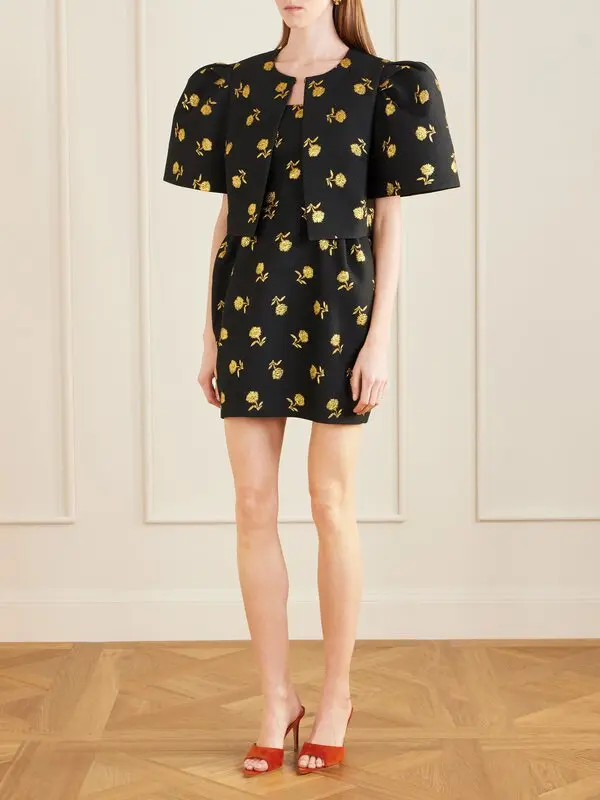 Carolina Herrera Embroidered Jacquard Mini Dress
