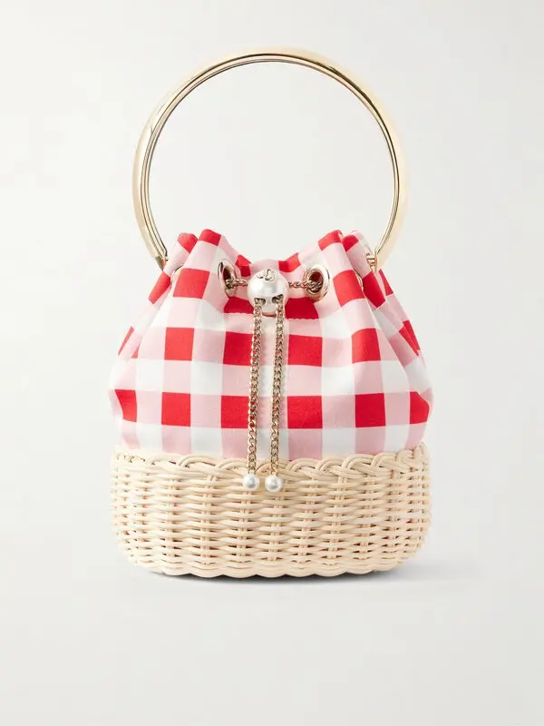 JIMMY CHOO Bon Bon Bucket Bag With Pearl Embellishments - Red