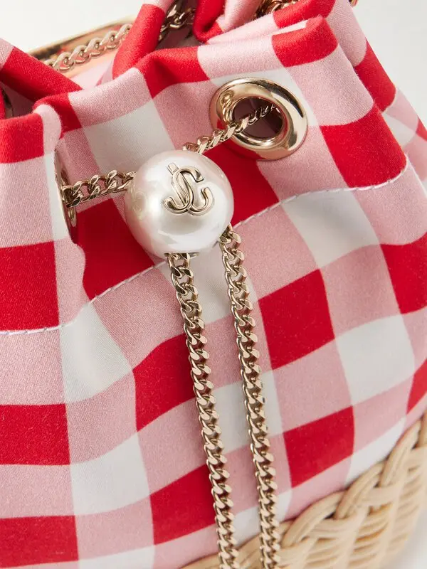 JIMMY CHOO Bon Bon Bucket Bag With Pearl Embellishments - Red