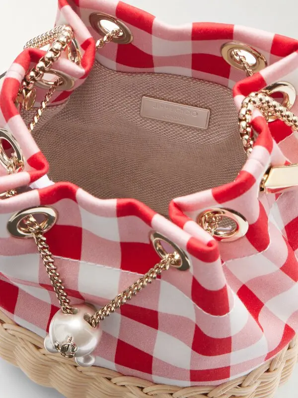 JIMMY CHOO Bon Bon Bucket Bag With Pearl Embellishments - Red