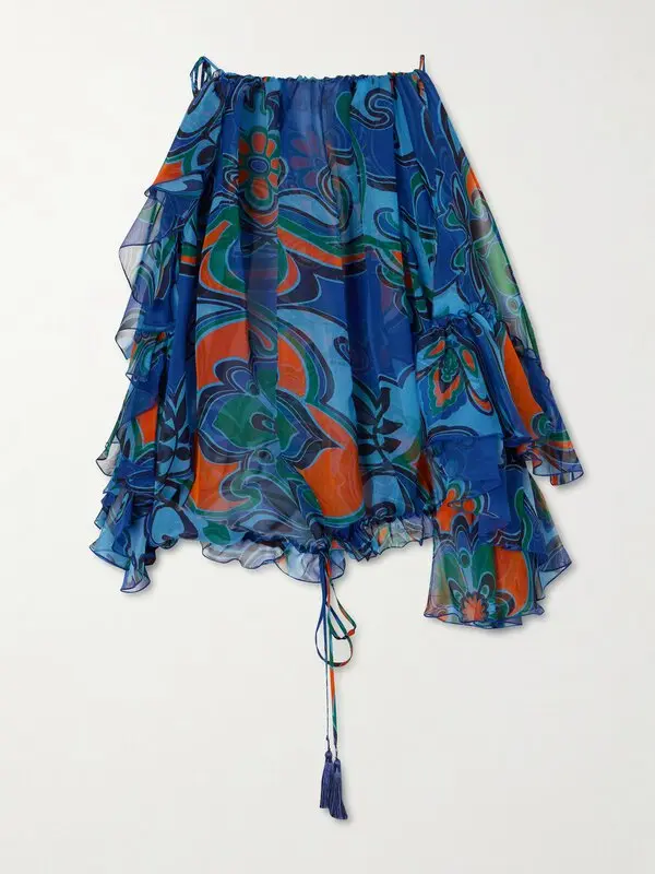Etro Off-the-shoulder Ruffled Printed Silk-chiffon Blouse