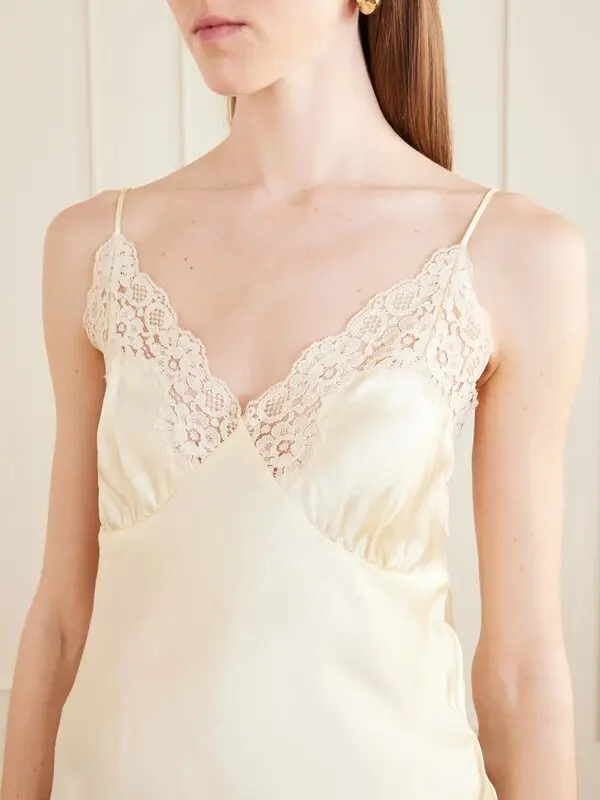 Stella McCartney Lace-trimmed Silk-satin Top - Neutrals