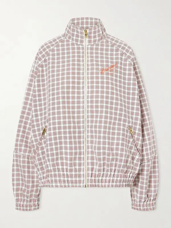 WILLY CHAVARRIA Ruff Rider Embroidered Checked Track Jacket