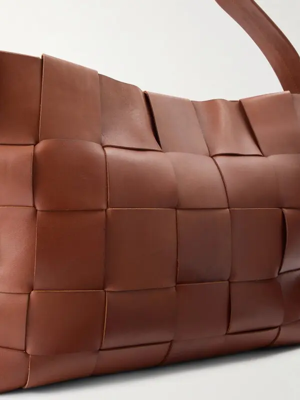 ST. AGNI Woven Leather Tote - Brown