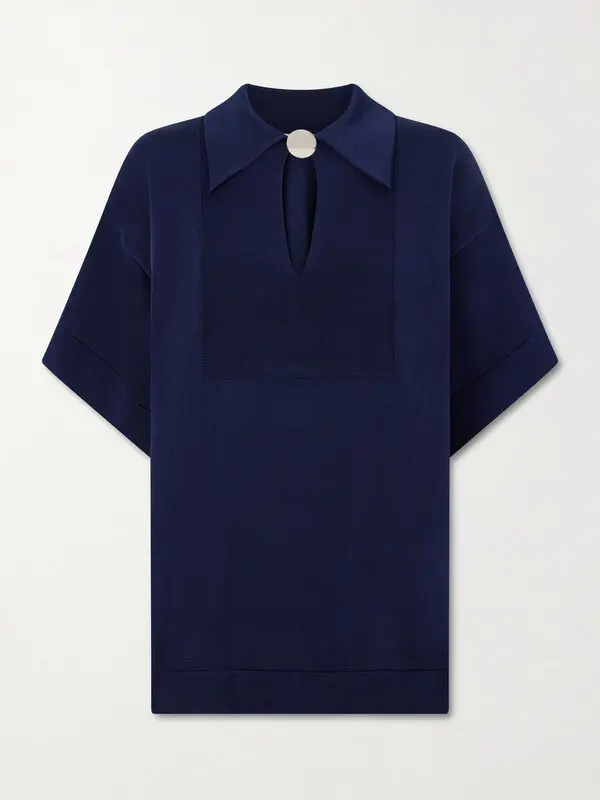 JIL SANDER Knitted Polo Shirt - Blue