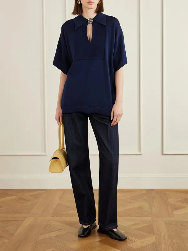 JIL SANDER Knitted Polo Shirt - Blue