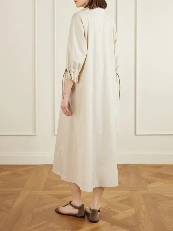 Max Mara Tie-detailed Cotton-poplin Midi Dress