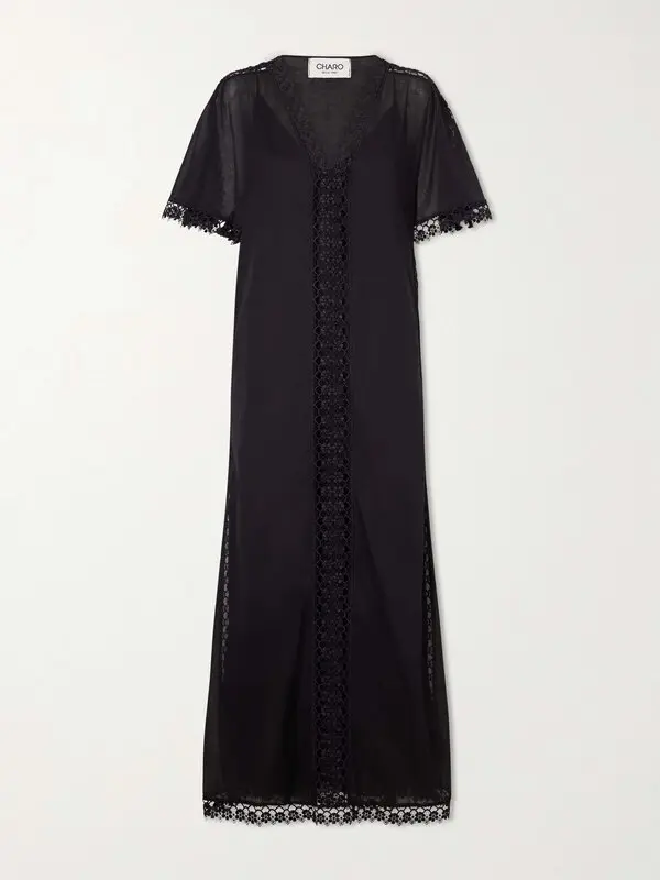 Charo Ruiz Ibiza Embroidered Cotton-blend Cover-up - Black